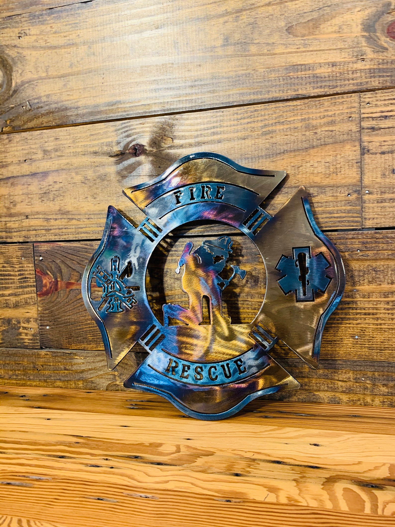 Fire Rescue EMT Firefighter Maltese Cross Metal Decor - Etsy