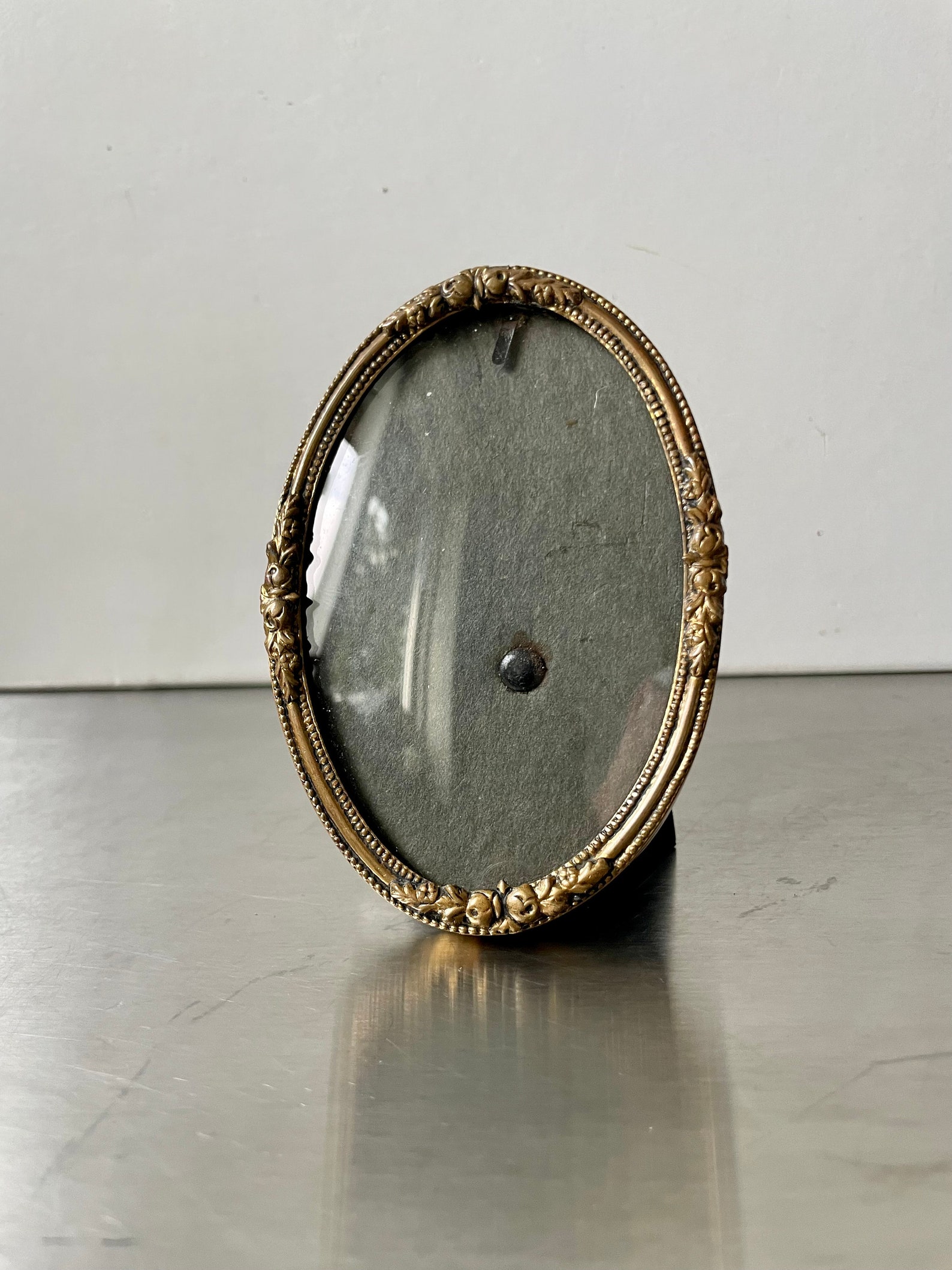 Antique Metal Gold Gilded Colored Brass Oval Picture Frame Small Size ...