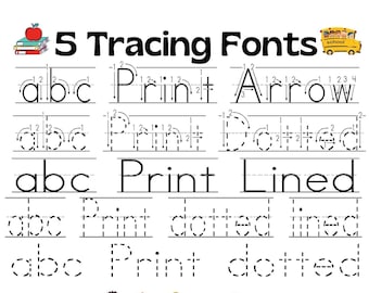 5 Tracing/ Handwriting Practice Font Bundle. Letters and Numbers ...