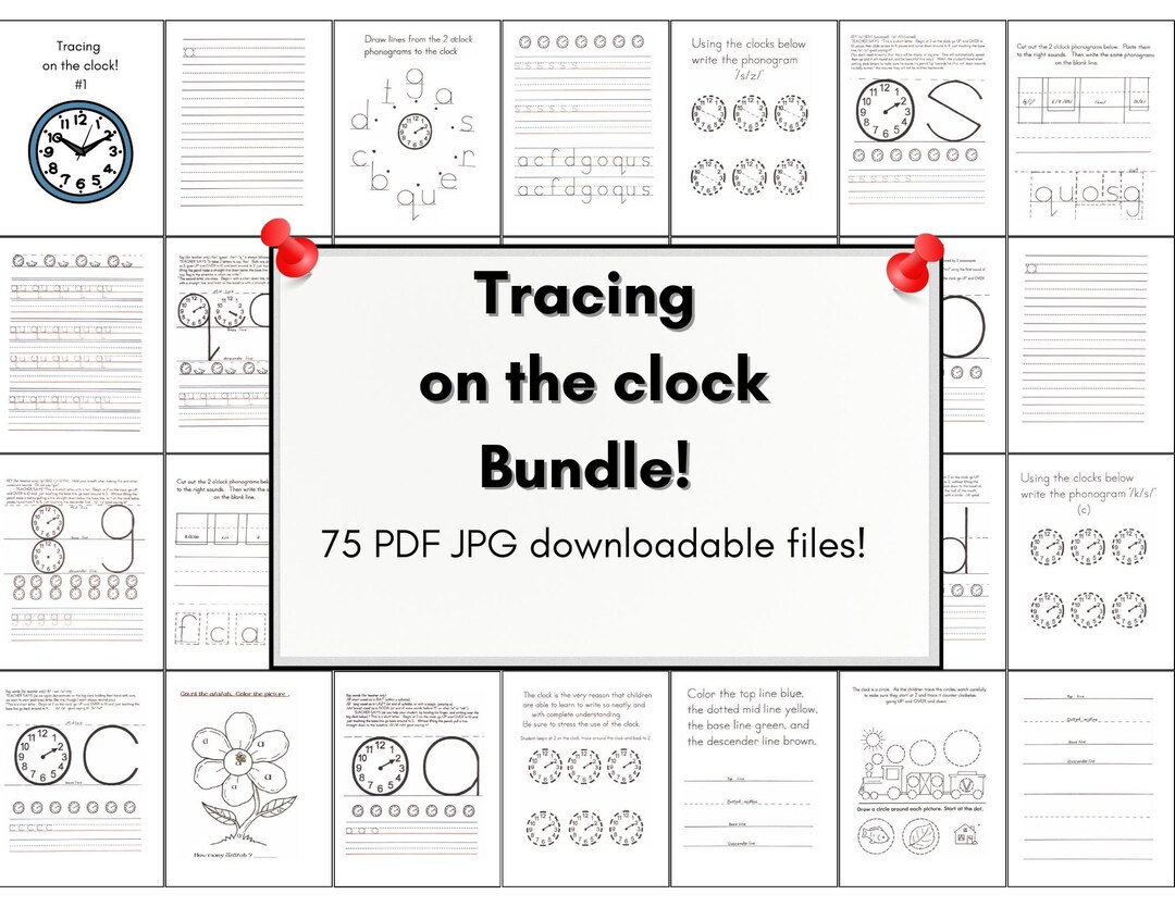 Over 75 Pages Tracing on the Clock JPG PDF Digital Download! - Etsy