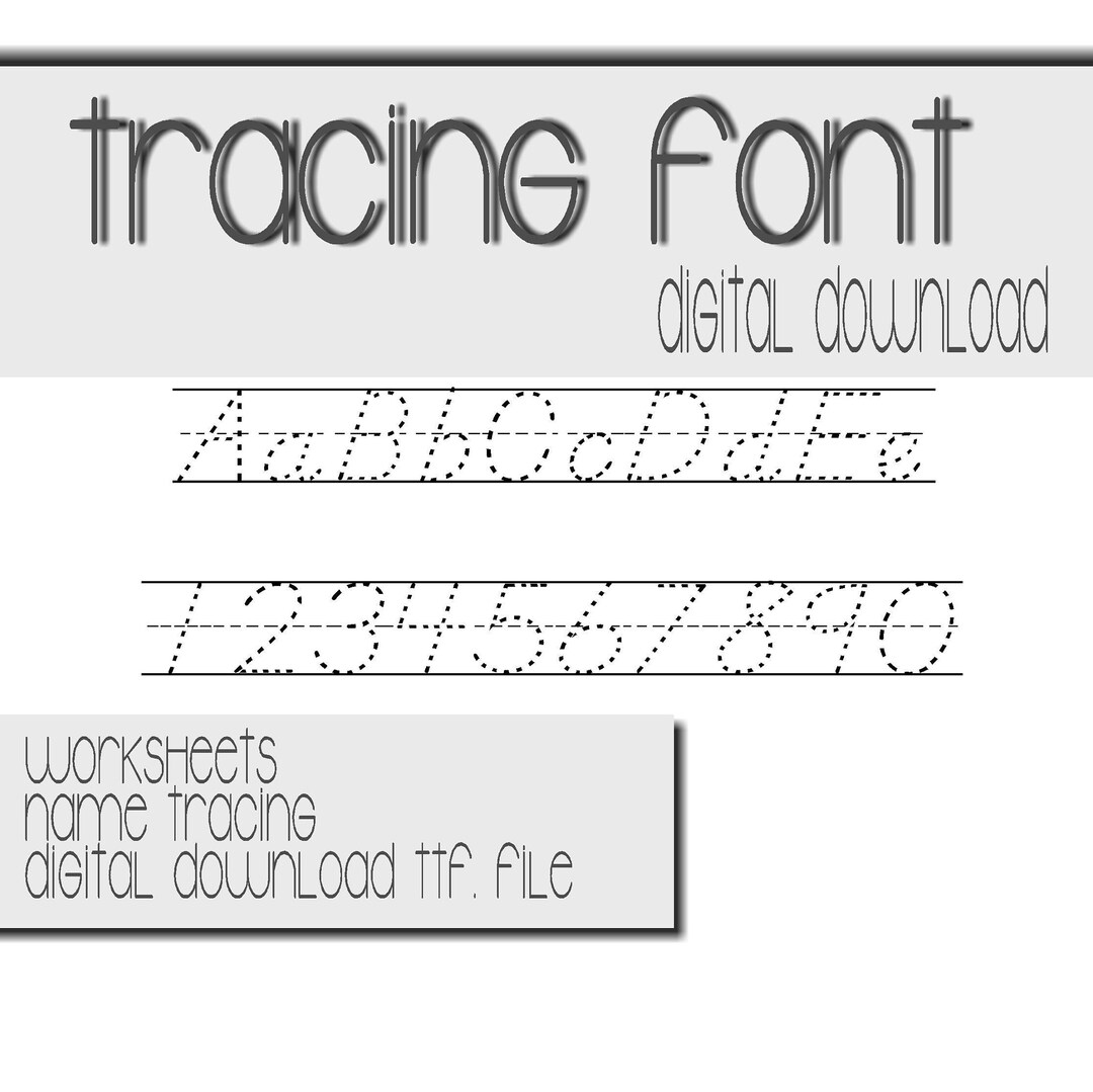 Tracing Font Digital Download TTF. File. Name Tracing, Worksheets ...