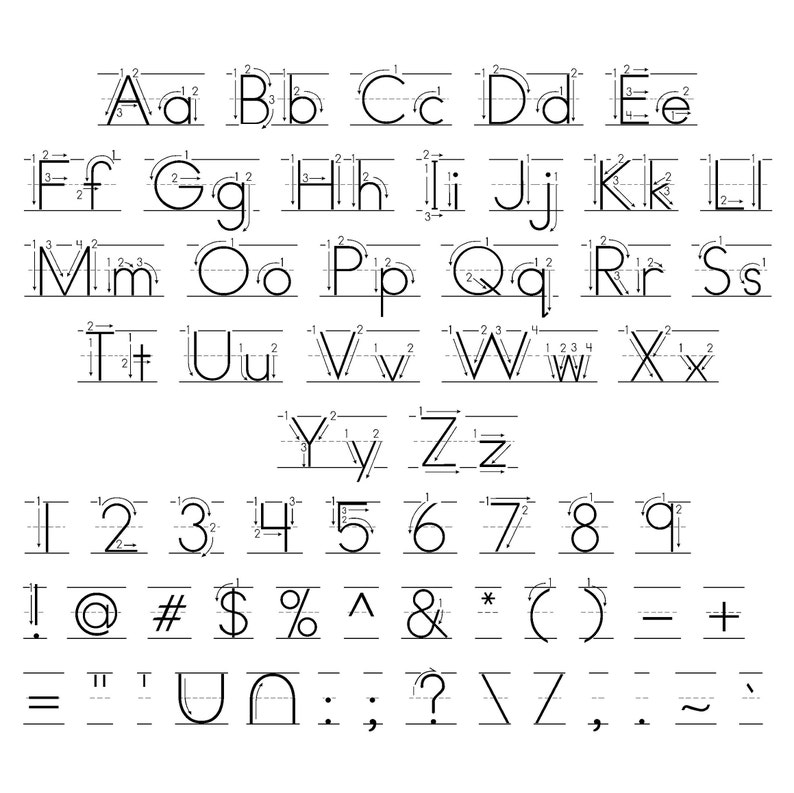 5 Tracing/ Handwriting Practice Font Bundle. Letters and Numbers ...
