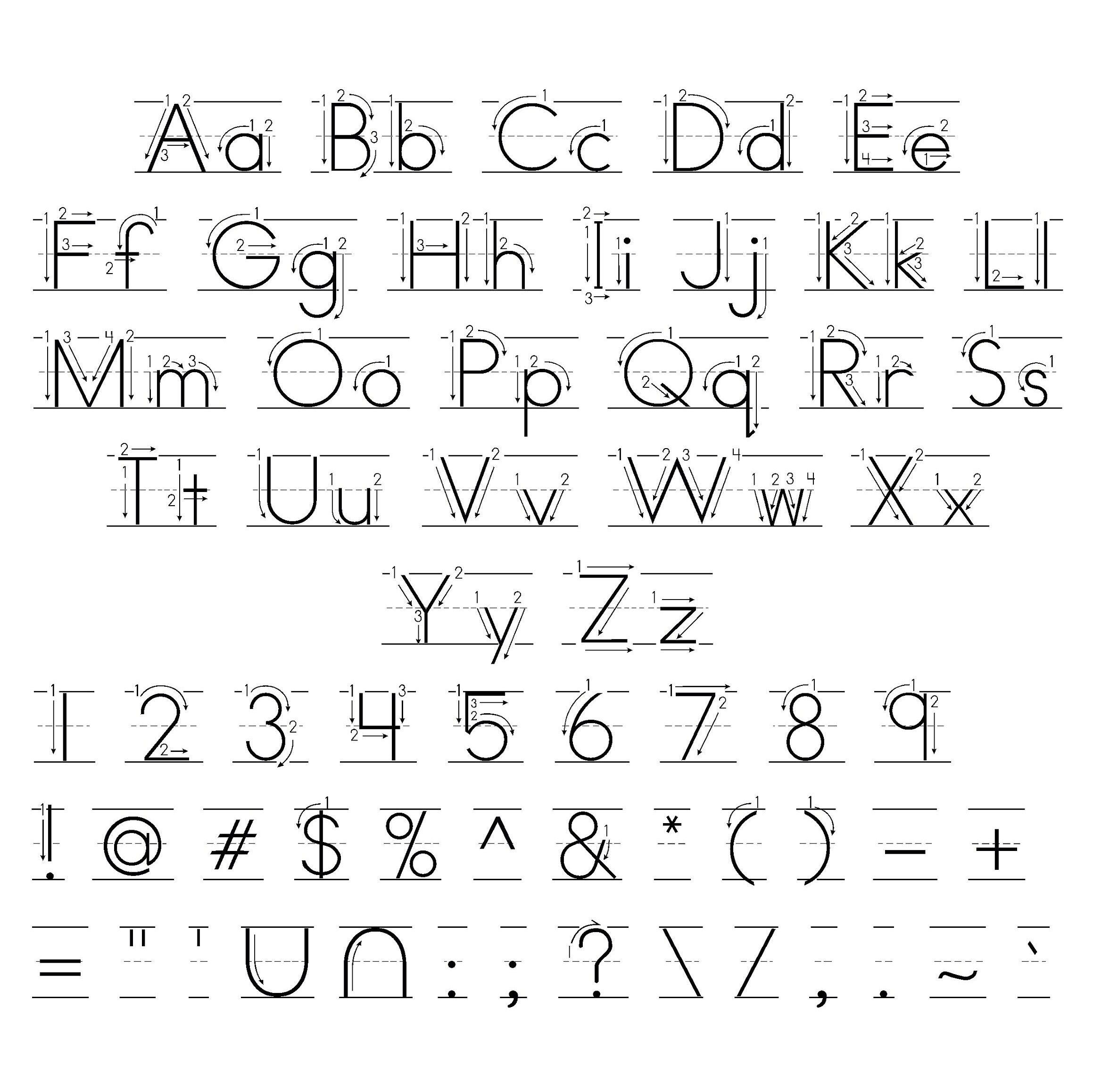 5 Tracing/ Handwriting Practice Font Bundle. Letters and Numbers ...