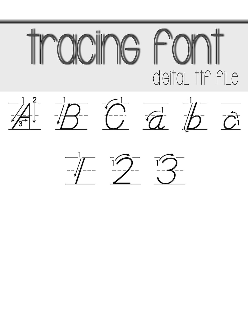 Tracing Font Digital Download. Worksheets Name Tracing - Etsy