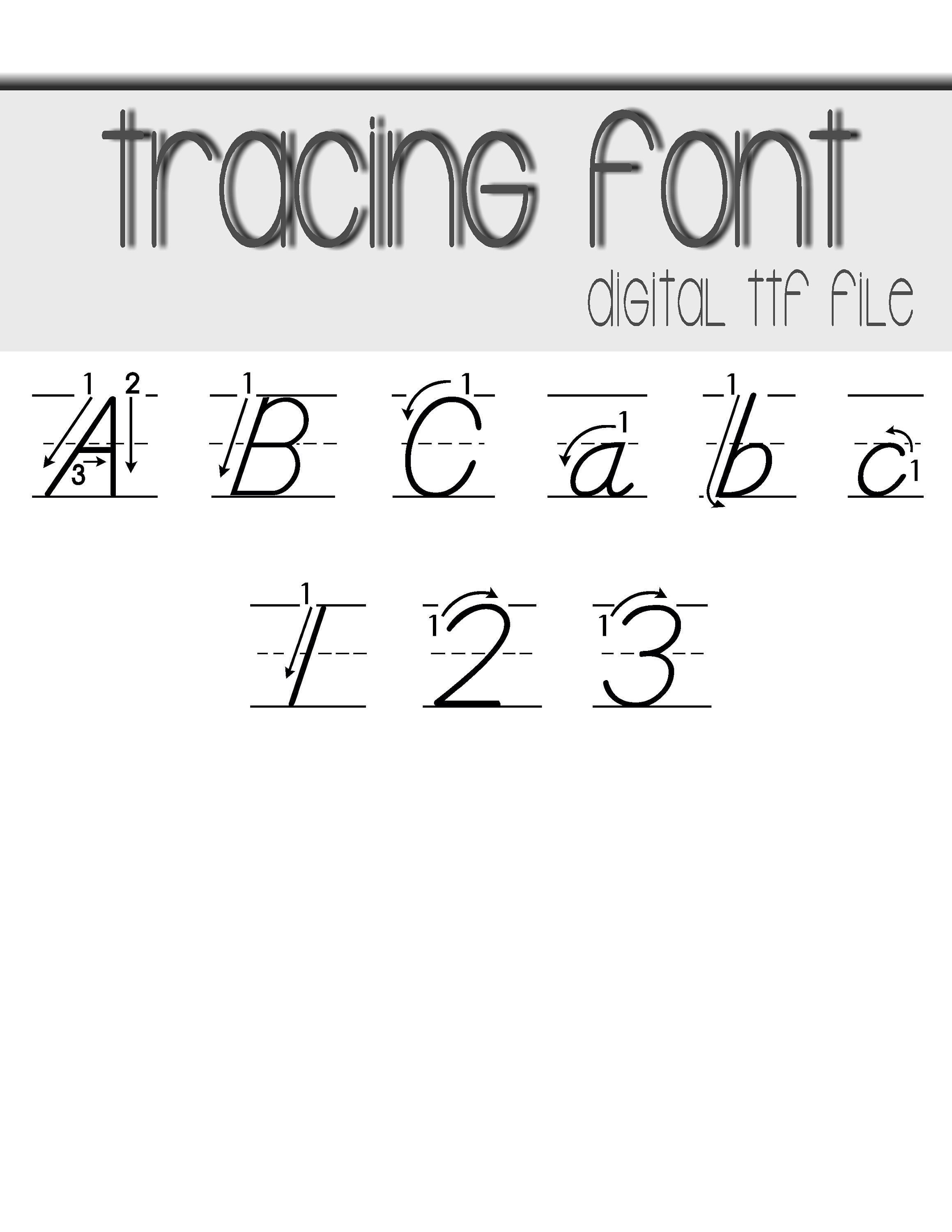 Tracing Font Digital Download. Worksheets, Name Tracing, Homeschool ...