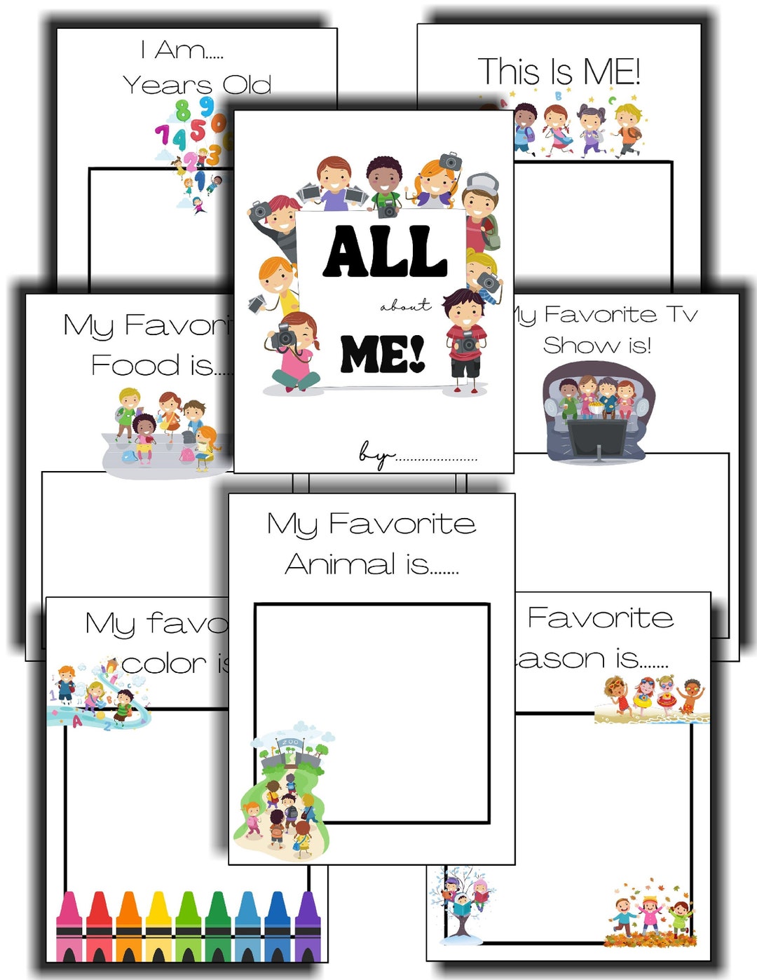 Adorable All Bout Me Digital Download JPG. File! Colored or Black and ...