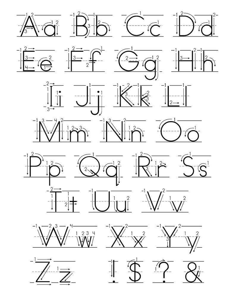 6 Tracing/ Handwriting Practice Font Bundle. Letters and Numbers ...