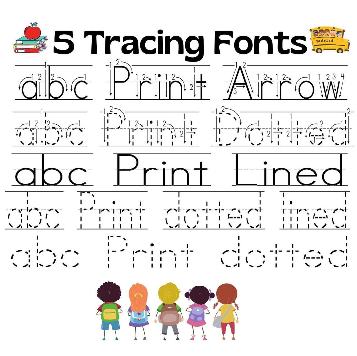 5 Tracing/ Handwriting Practice Font Bundle. Comes With License ...