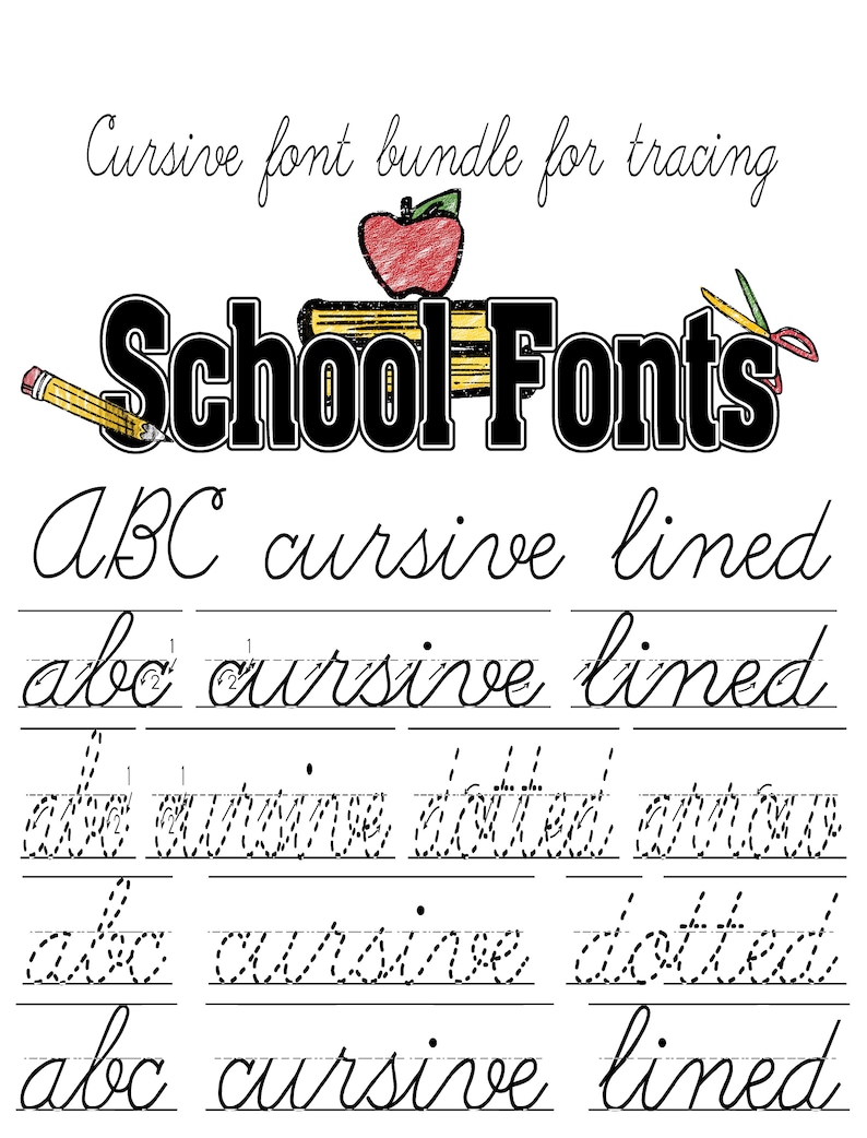 5 Cursive Bundle Digital Fonts TTF Downloadable File. Perfect for ...