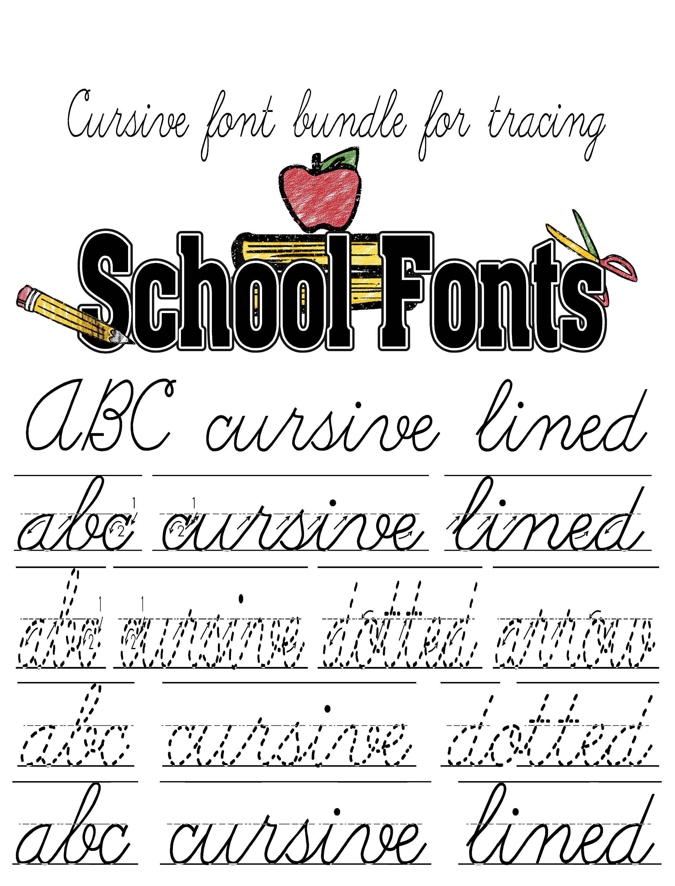 5 Cursive Bundle Digital Fonts TTF Downloadable File. Perfect for ...