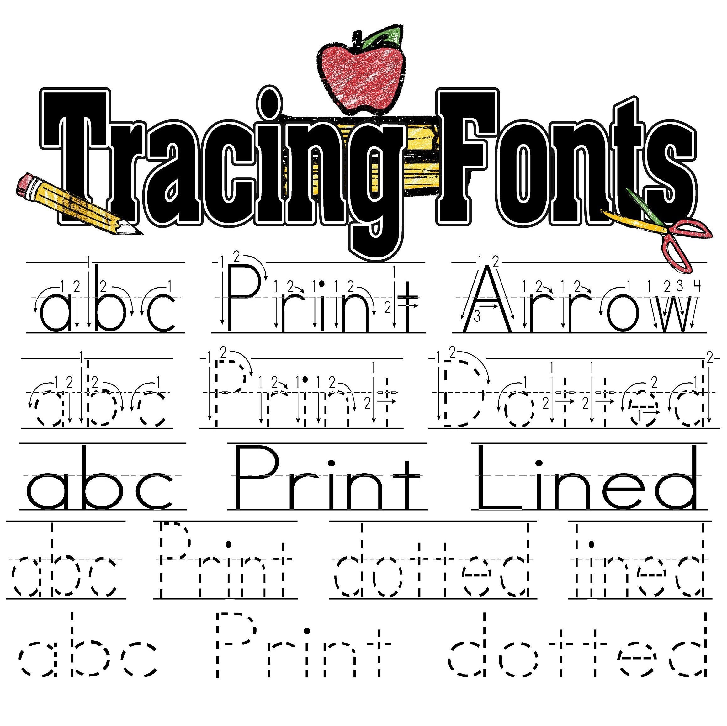 5 Tracing Handwriting Practice Font Bundle Letters And Etsy