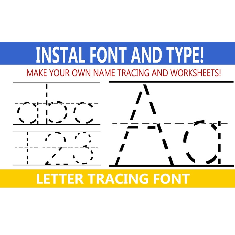 Tracing Font for Name Tracing, Work Sheets, Handwriting, Writing ...