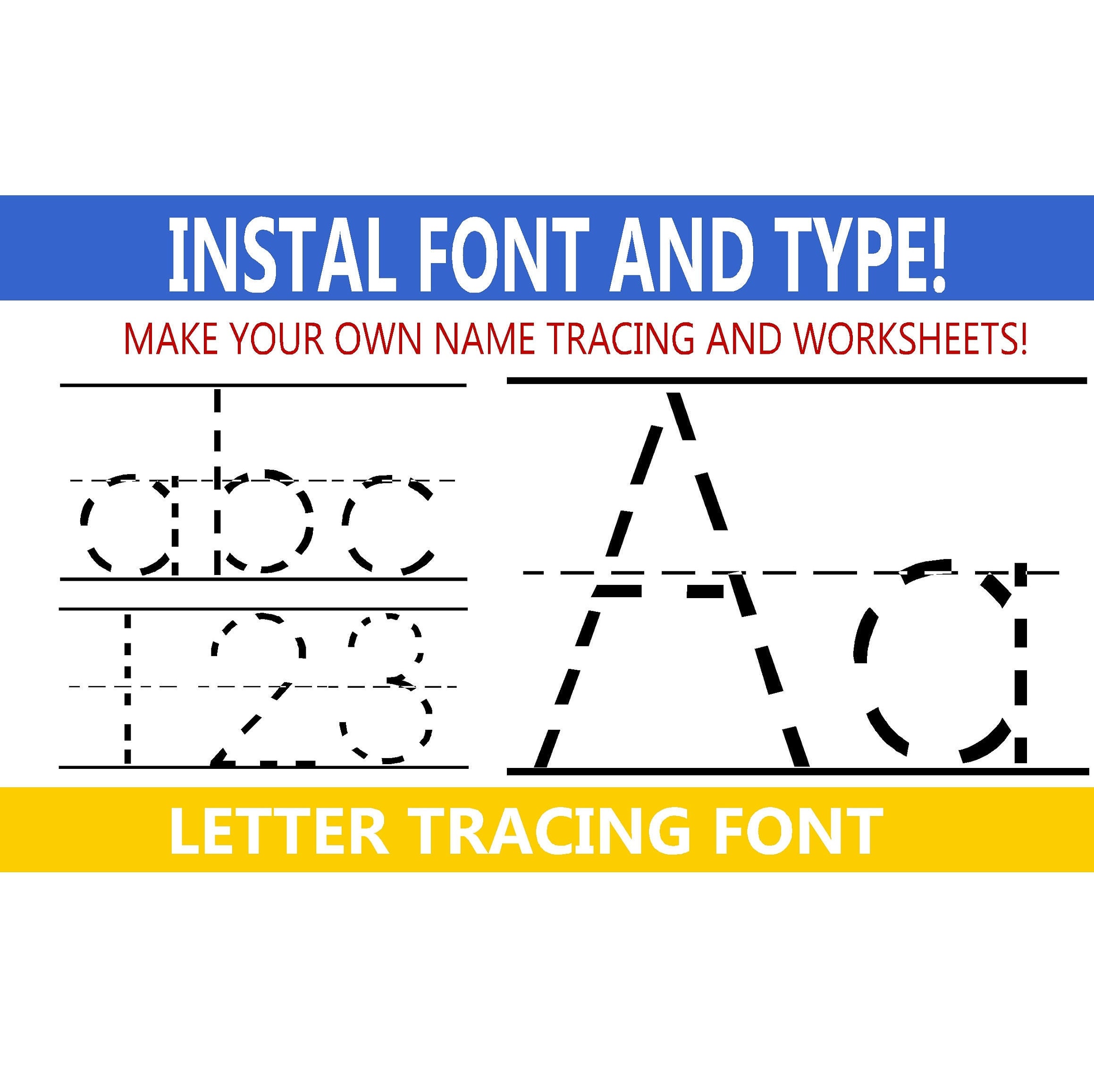 Tracing Font for Name Tracing, Work Sheets, Handwriting, Writing ...