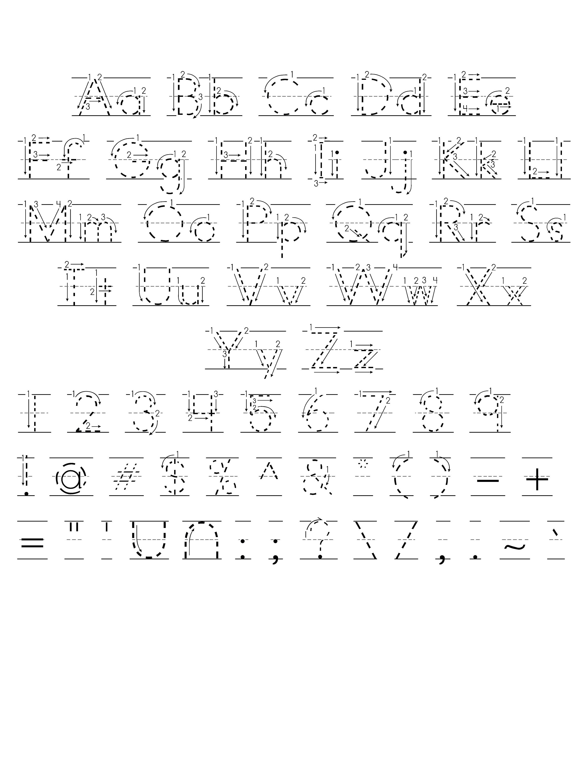 6 Tracing/ Handwriting Practice Font Bundle. Letters and Numbers ...