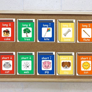 Vowel Wall Cards: Phonics and Reading (JPG and PDF Download) - Etsy