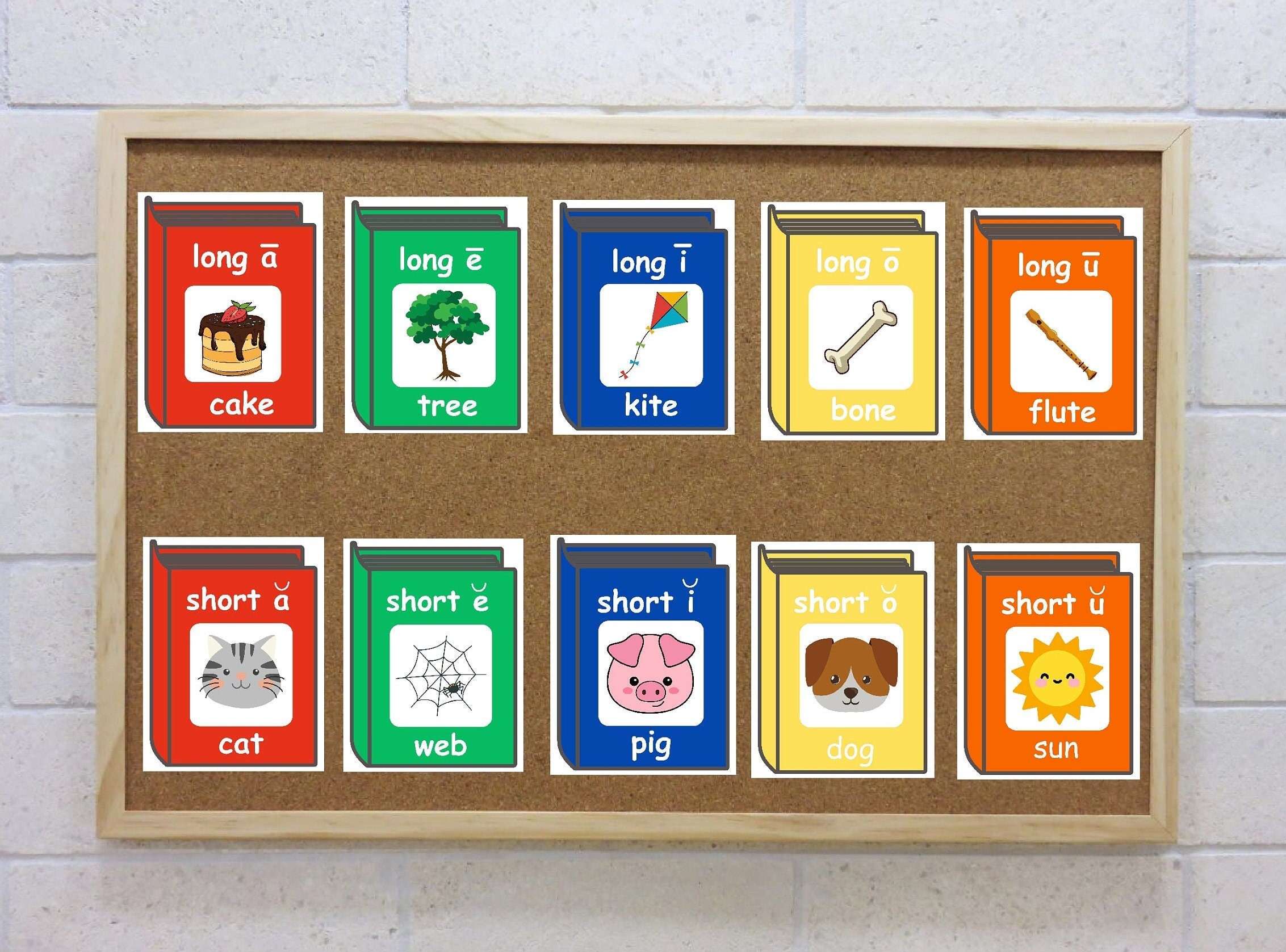 Long and Short Vowel Wall Cards JPG and PDF Downloadable File. Phonics ...