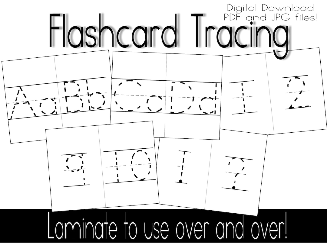 Tracing Flashcards Digital Download PDF JPG Files! Letters and Numbers ...