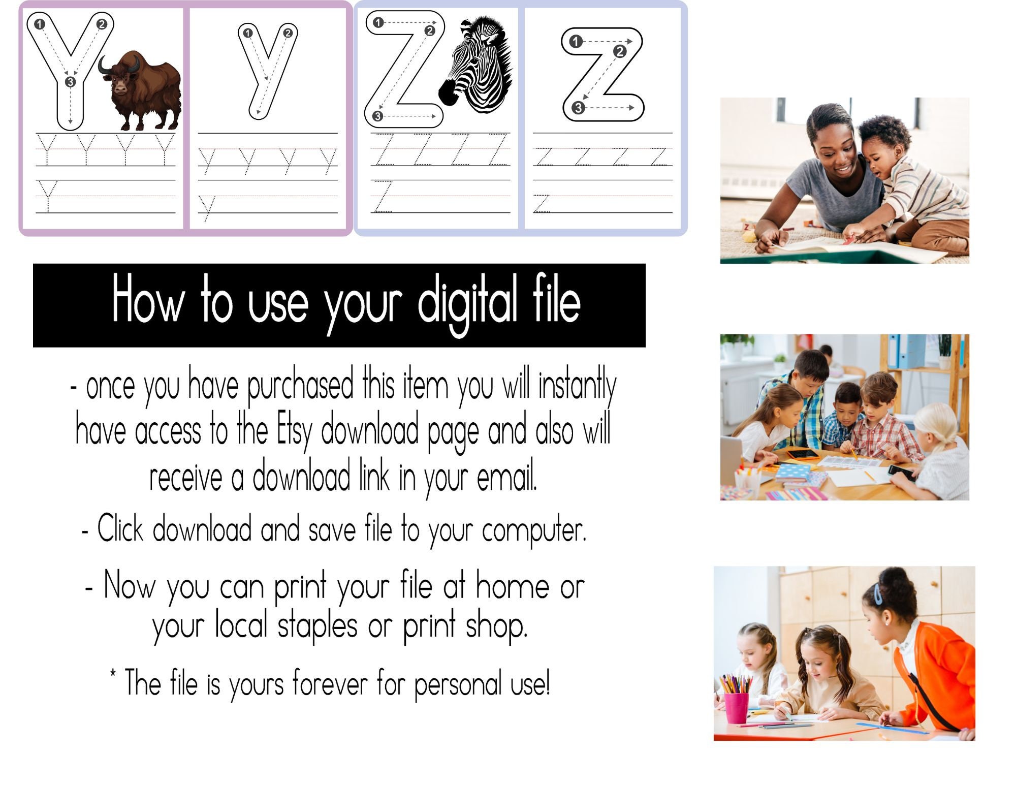 Alphabet Tracing Digital Download! Classroom Teacher Letters Tracing ...