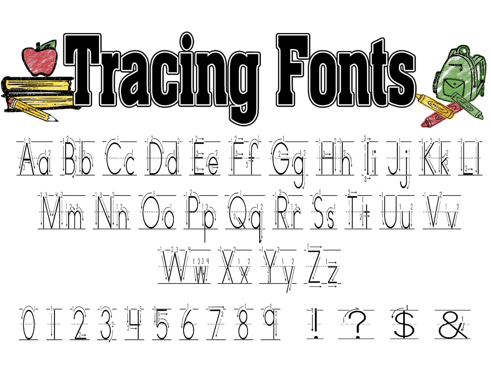Tracing Font Fonts. Handwriting Practice Fonts TTF. Downloadable File. School Fonts-teacher Font ...