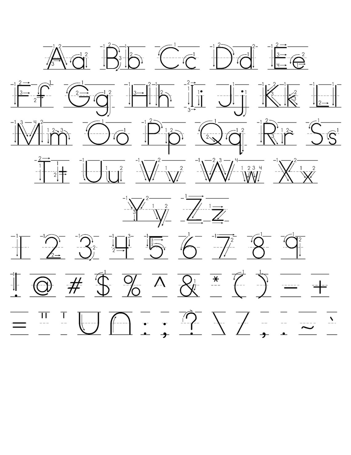 6 Tracing/ Handwriting Practice Font Bundle. Letters and Numbers ...