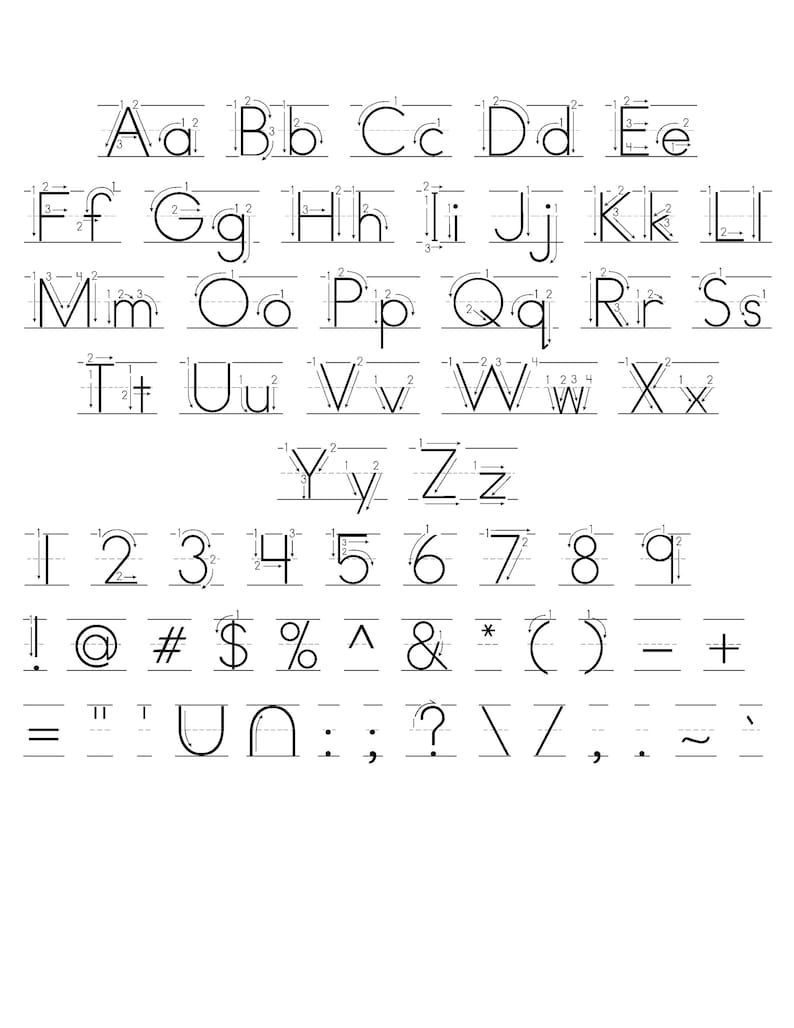 6 Tracing/ Handwriting Practice Font Bundle. Letters and Numbers ...