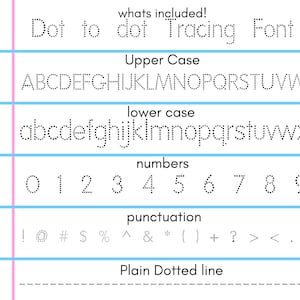 Dot to Dot Tracing/handwriting Practice Font. Letters and Numbers TTF ...