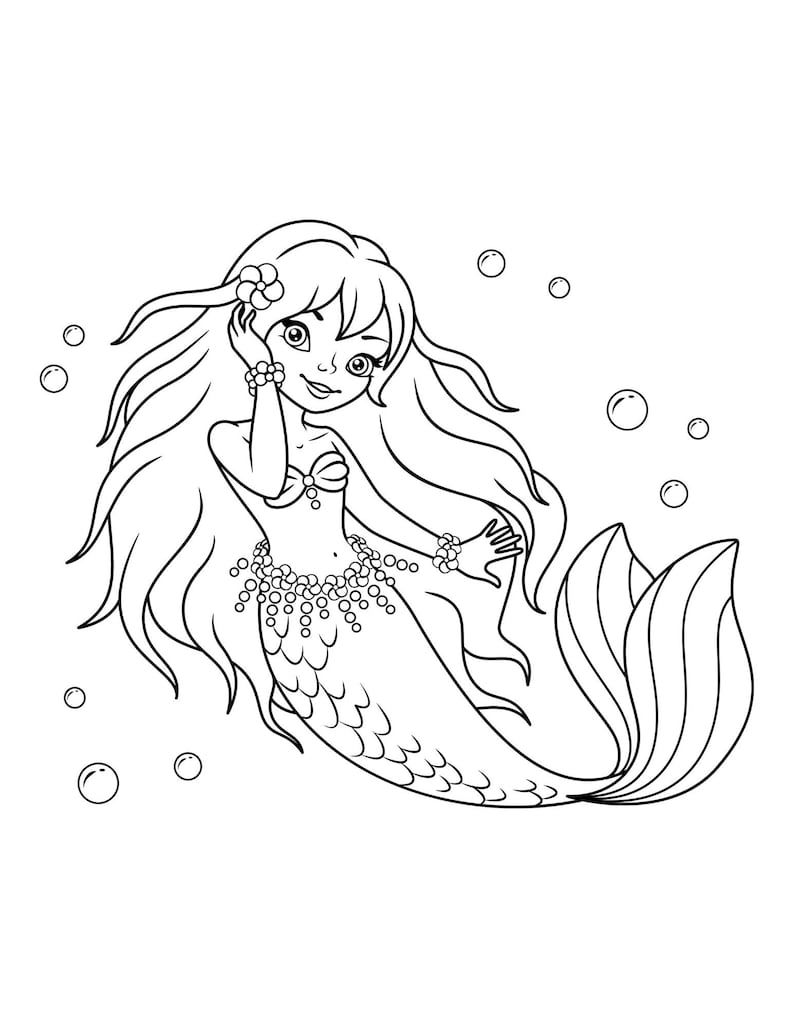 Mermaid Coloring Book Bundle Over 200 Pages Downloadable Pdf File. Free ...