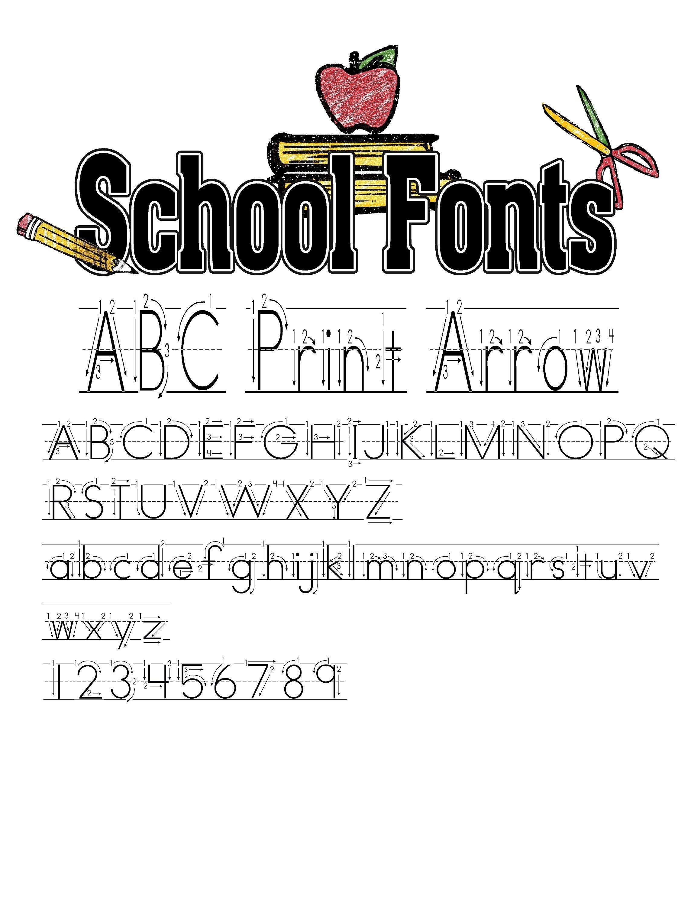 Print Font With Arrow Digital Ttf File Download. Perfect for Homeschool- Teachers- Crafts ...
