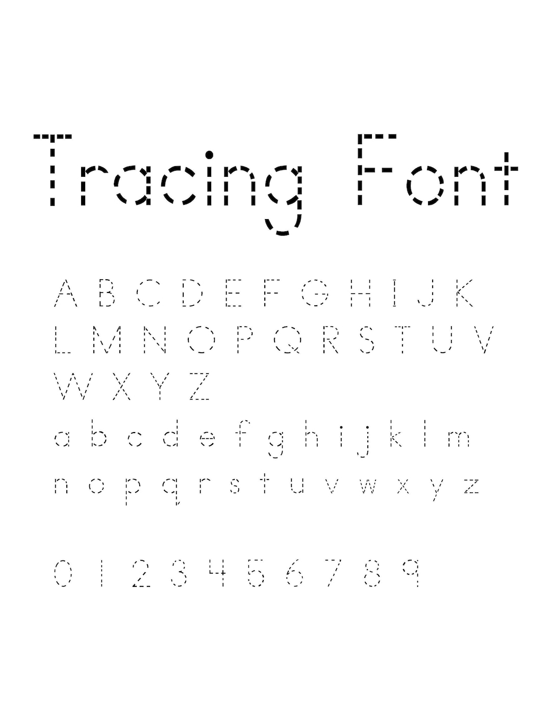 Tracing Font Perfect for Teachers Students Kindergarten and - Etsy