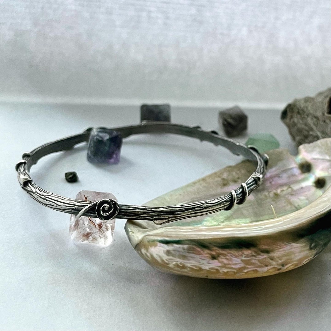 Evermore Bangle / Delicate, Roses and Vines, Bracelet, Handmade in ...
