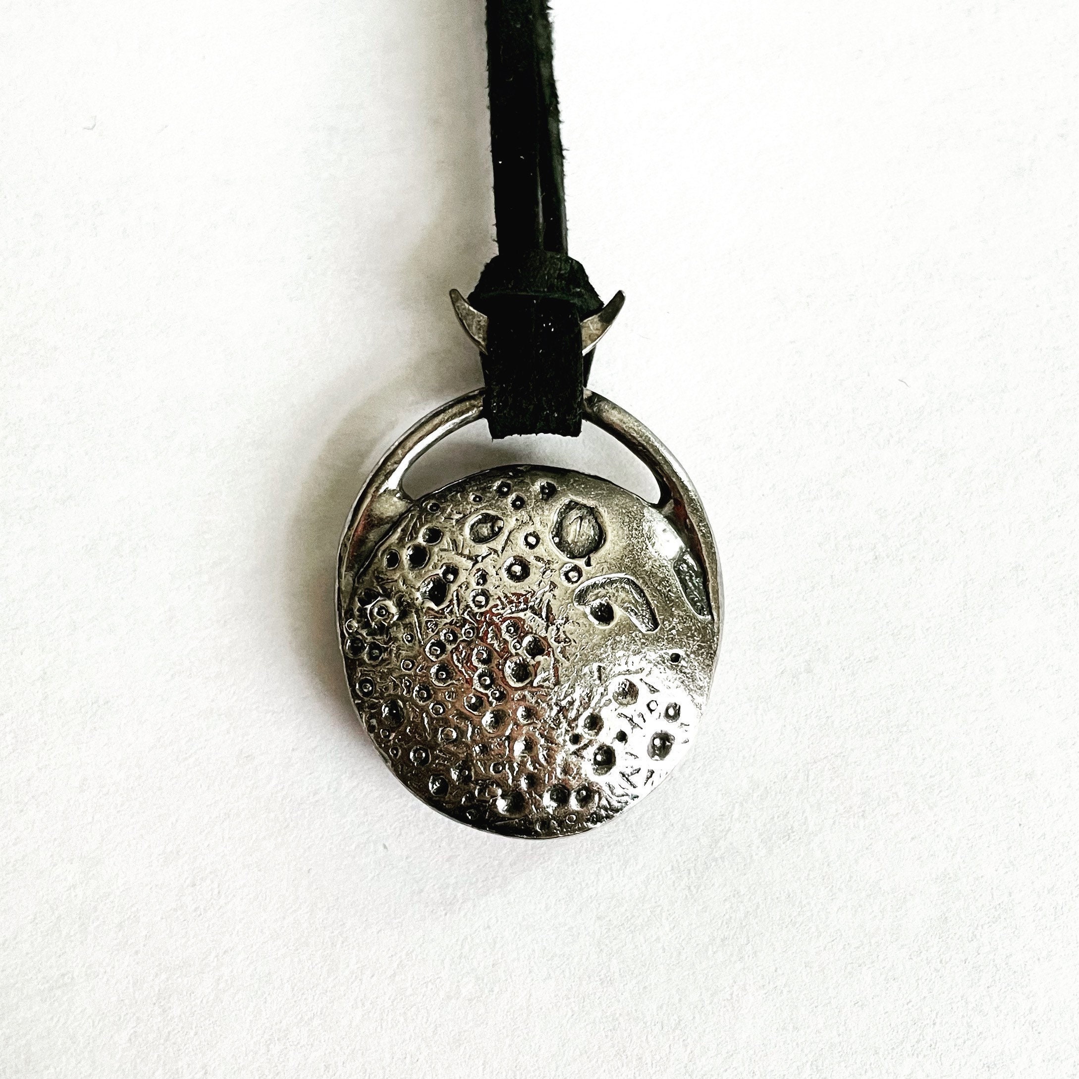 Horned Moon Amulet / Realistic, Dark Side and Full Moon, Lunar Necklace ...