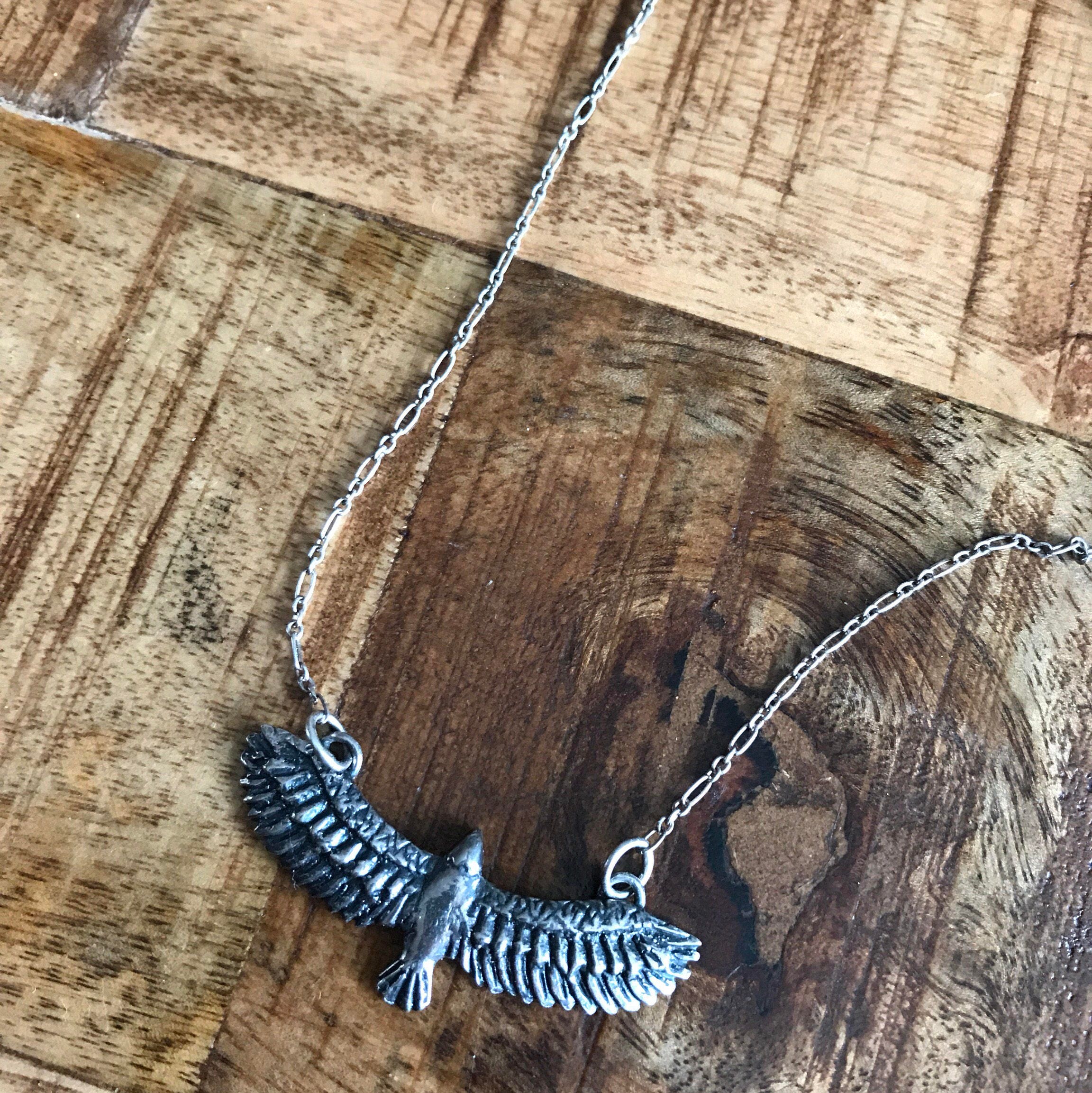 On the Wing Necklace Eagle Falcon Bird Wing Necklace Pendant Chain Made ...