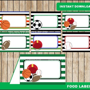 Sports Food Labels; Printable Sports Tent Cards, Sports Party Food Tent ...