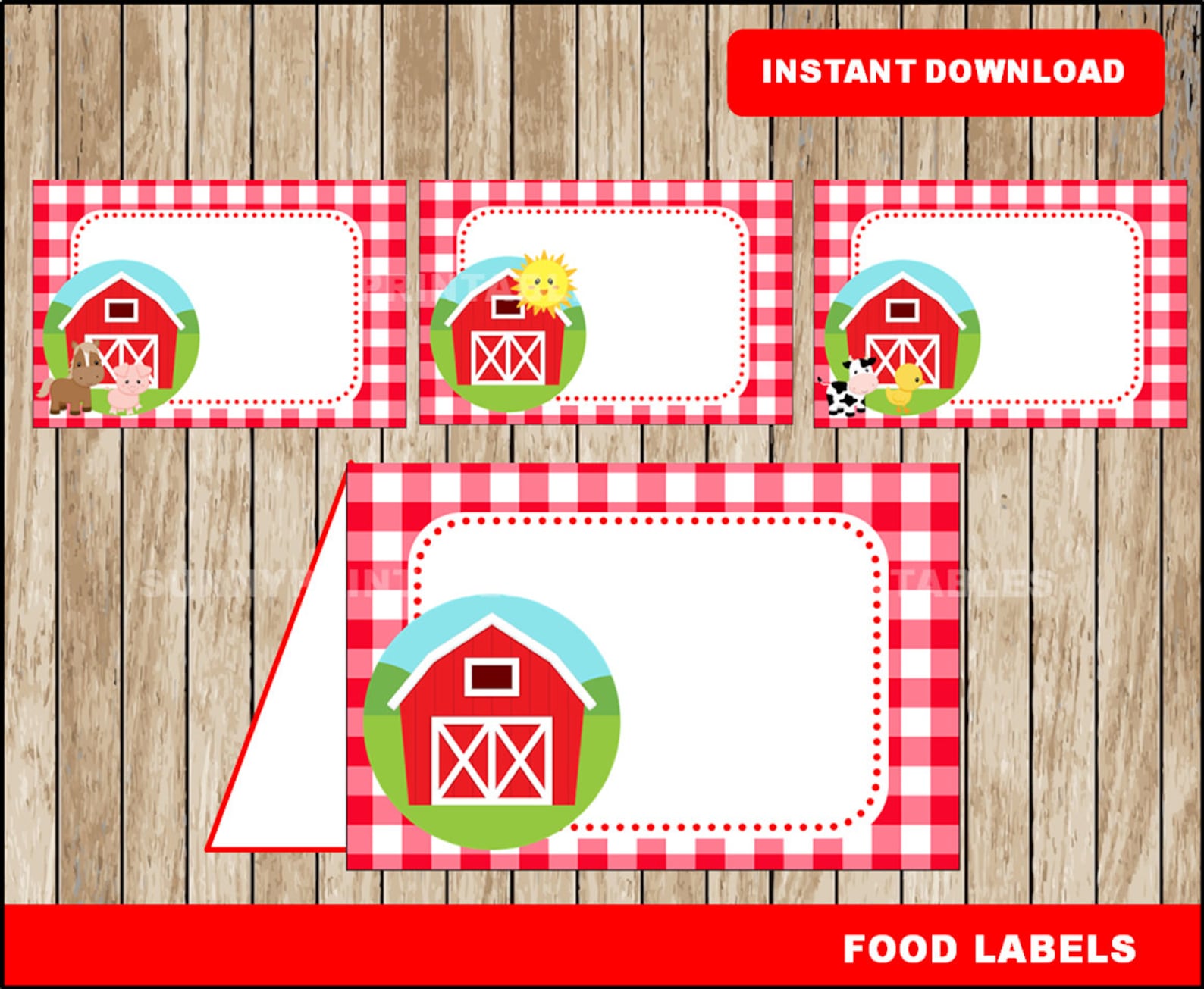 Farm Food Labels; Printable Farm Tent Cards, Farm Party Food Tent Cards ...