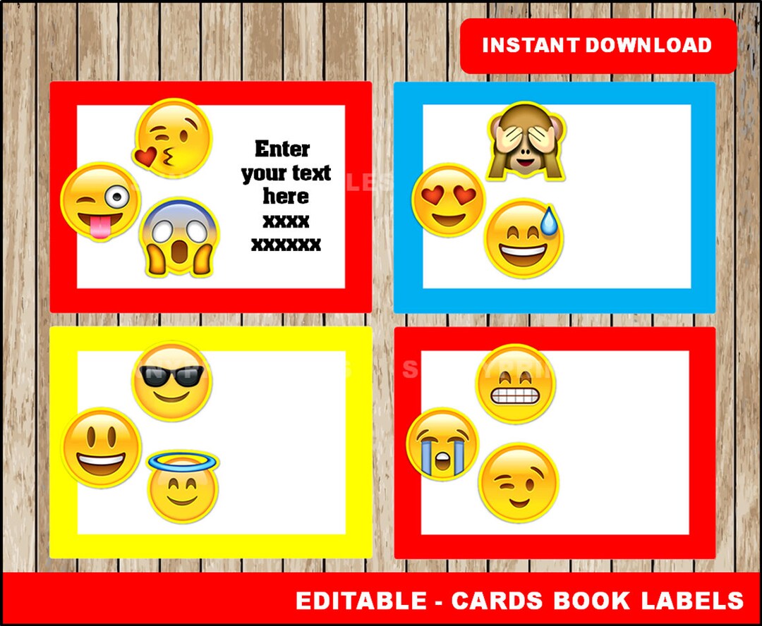 Emoji Printable Cards, Tags, Book Labels, Stickers, Kids Cards, Gift ...