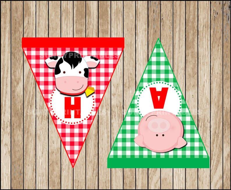 Farm Triangle Banner; Printable Farm Banner, Farm Party Banner Instant ...