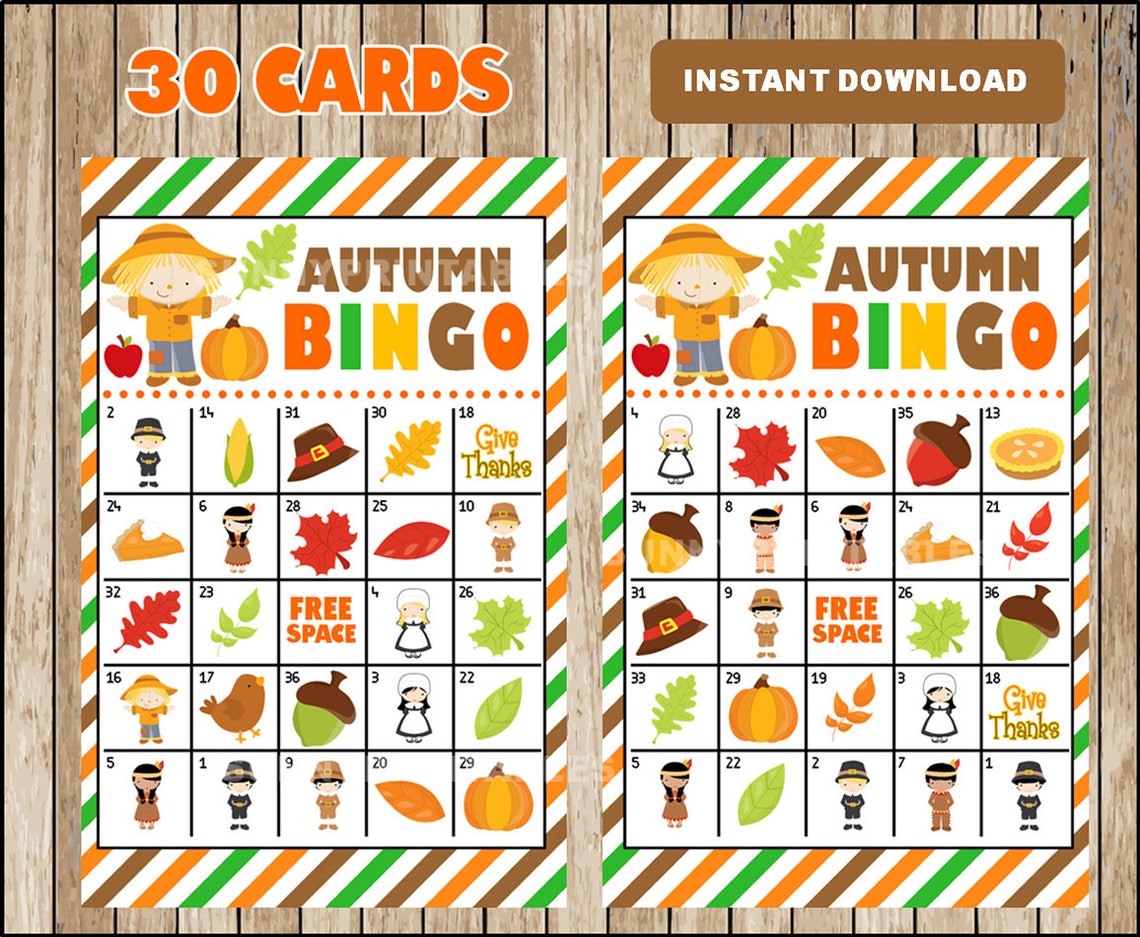 Printable 30 Fall Autumn Bingo Cards Printable Harvest Bingo - Etsy
