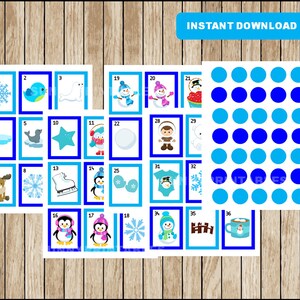 Printable 30 Winter Bingo Cards; Printable Snowman Bingo Game, Winter ...