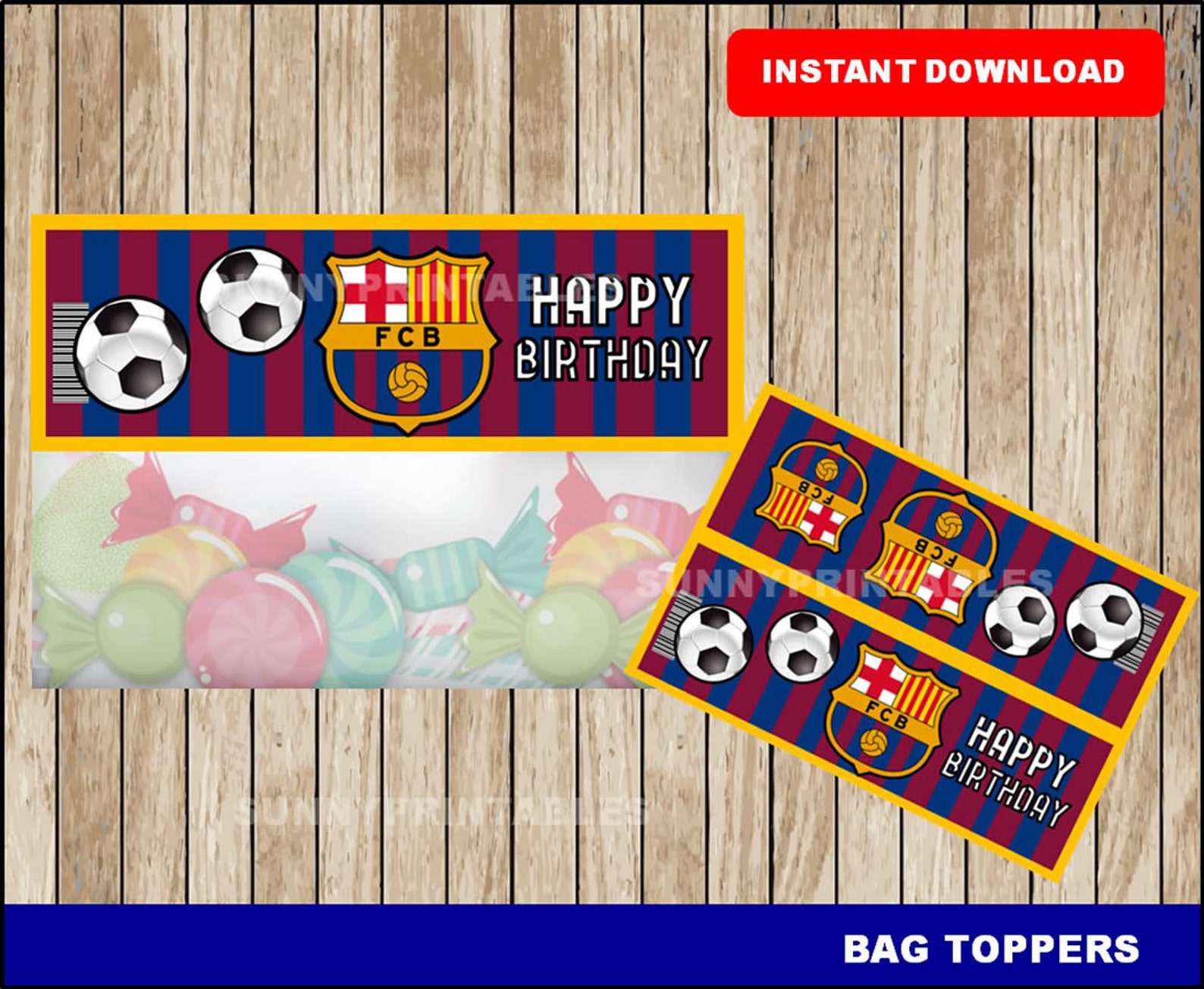 FC Barcelona Bags Toppers; Printable FC Barcelona Treat Bags Toppers ...