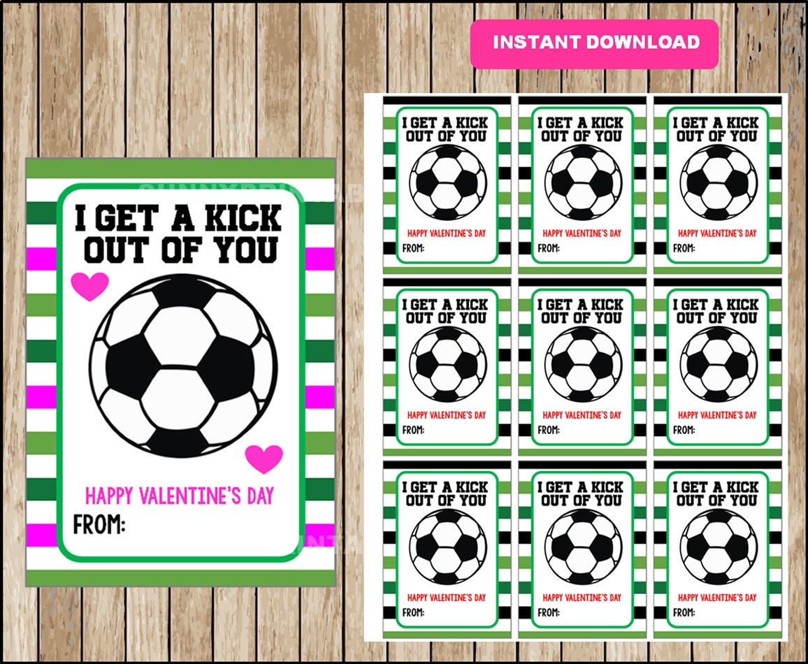 Soccer Valentine's Day Cards instant download Printable | Etsy