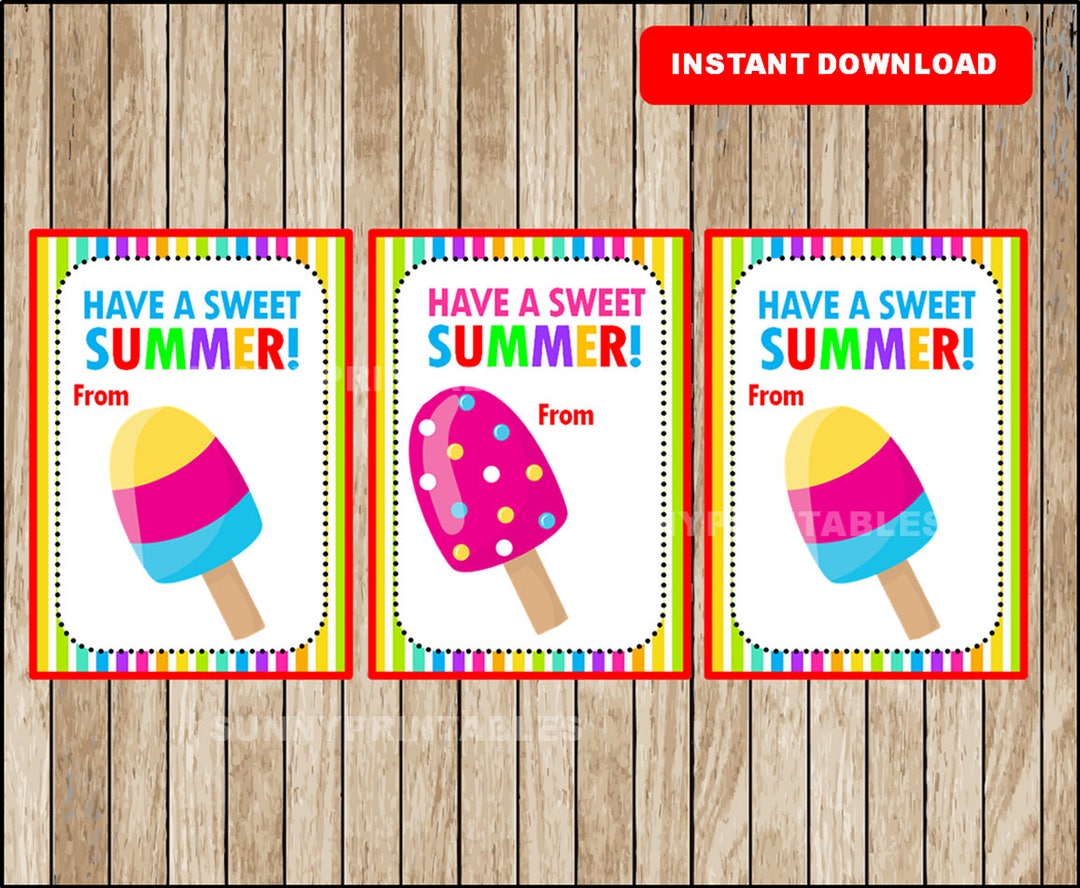 Printable Ice Cream End of School Cards , Funny Friend Gift Tags ...