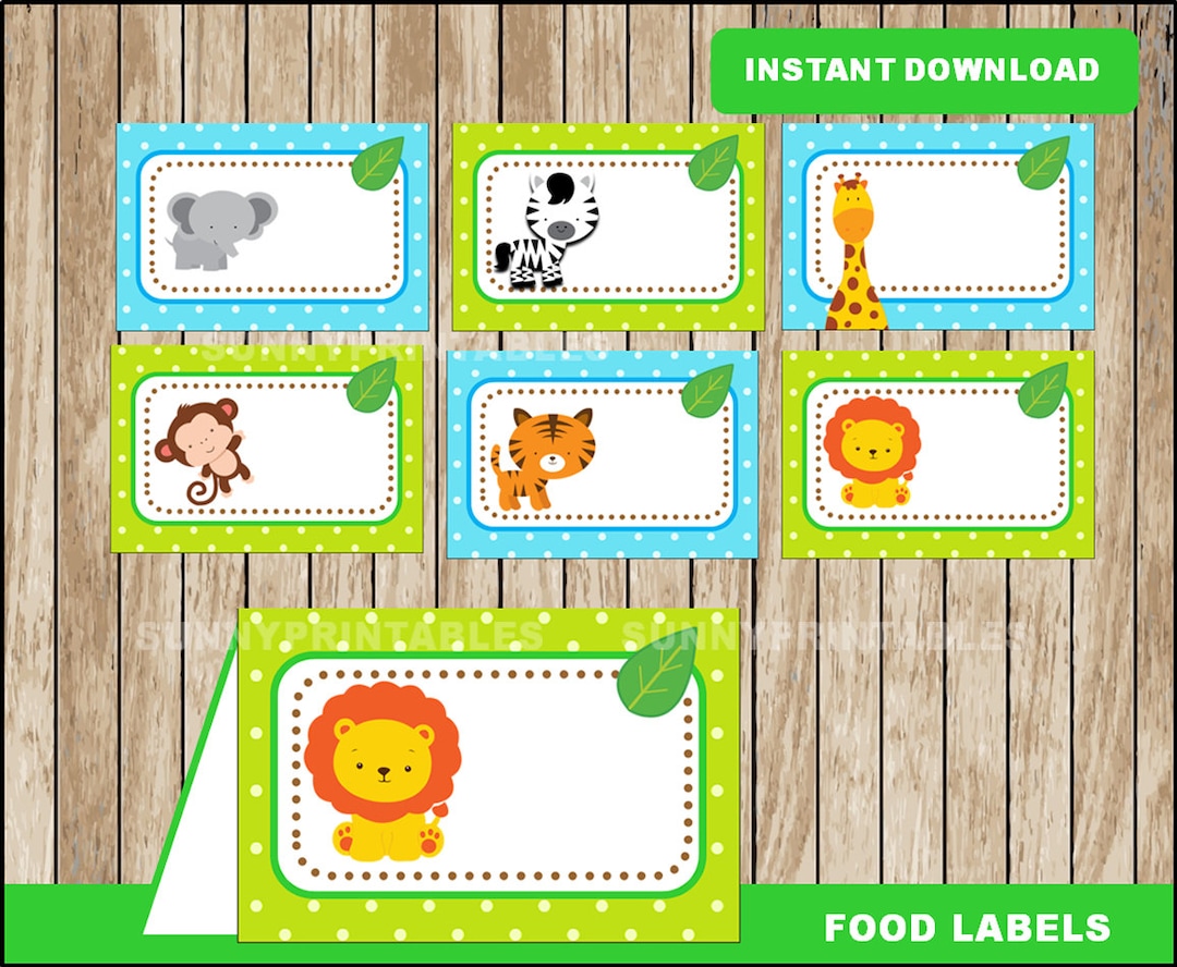Safari Food Labels; Printable Safari Baby Shower Tent Cards, Safari ...