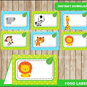 Safari Food Labels; Printable Safari Baby Shower Tent Cards, Safari ...