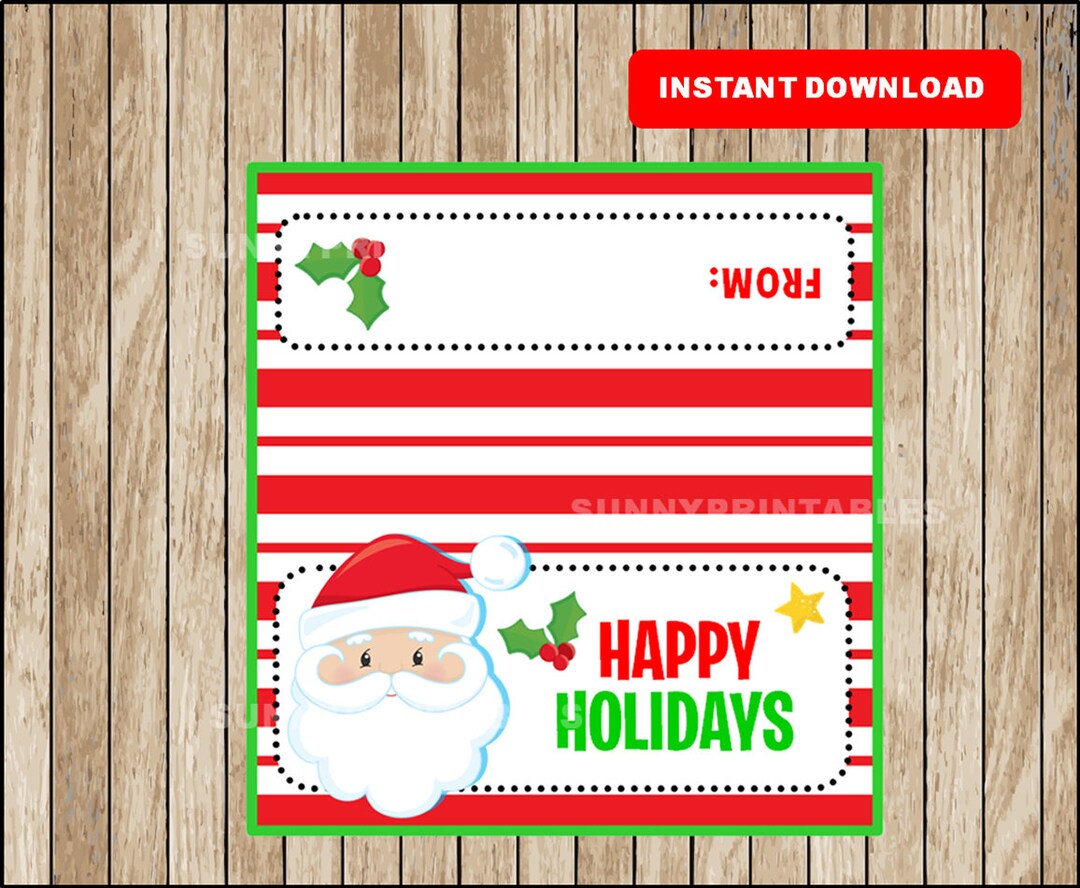 Santa Claus Treat Bag Toppers, Christmas Bag Topper Printable DIY Party ...