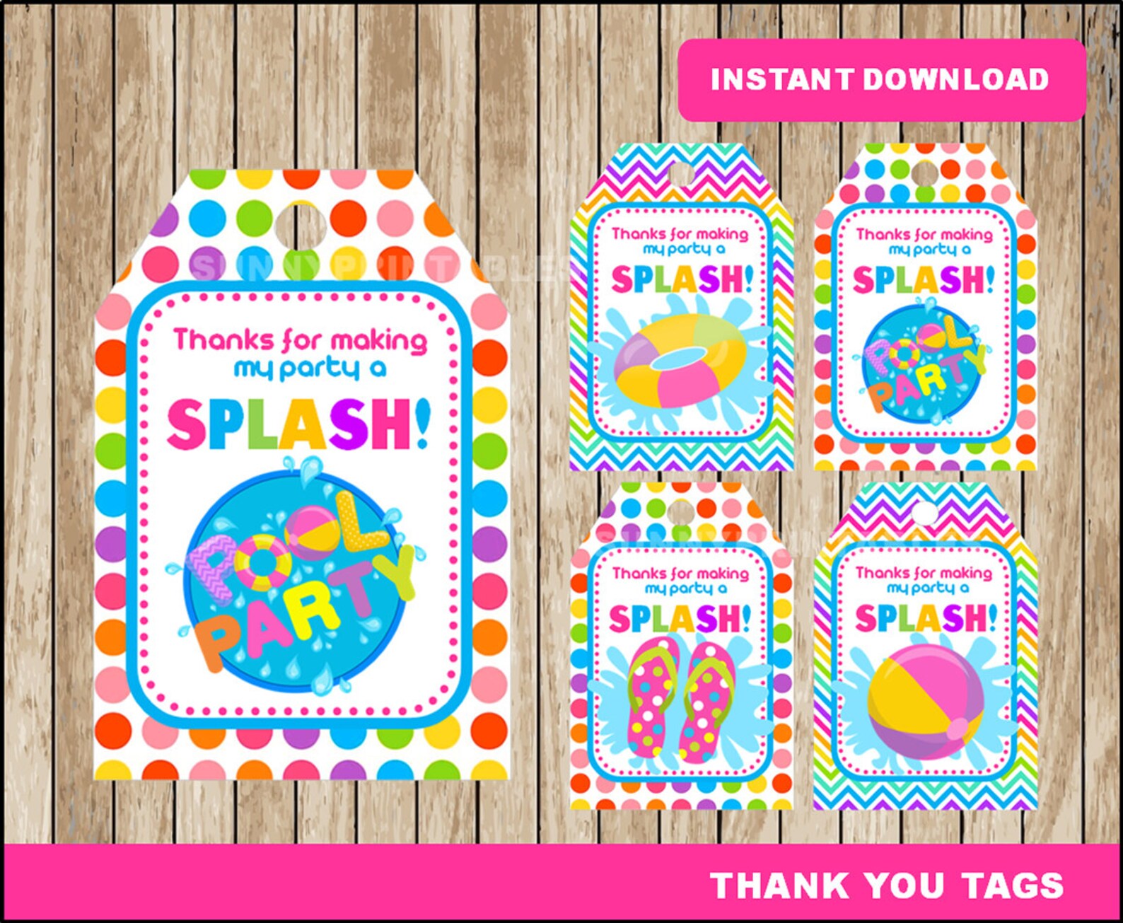 Pool Party Tags Printable Pool Party Thanks Tags Pool Party - Etsy