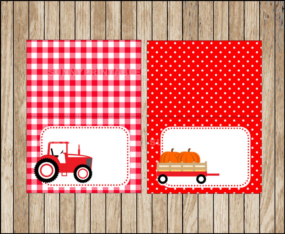 Tractor food labels printable Red Tractor tent cards Farm | Etsy