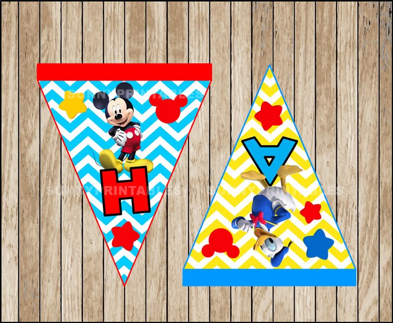 Mickey Mouse triangle banner printable Mickey Mouse Clubhouse | Etsy