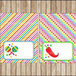 Mexican Fiesta Food Labels; Printable Mexican Fiesta Tent Cards, Cinco ...