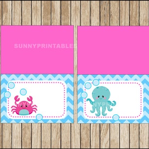 Under the Sea Girl Food Labels; Printable Under the Sea Tent Cards ...