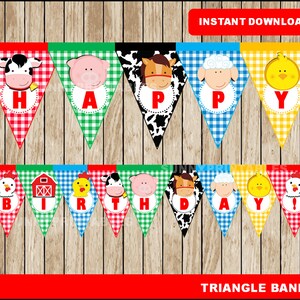 Farm Triangle Banner; Printable Farm Banner, Farm Party Banner Instant ...